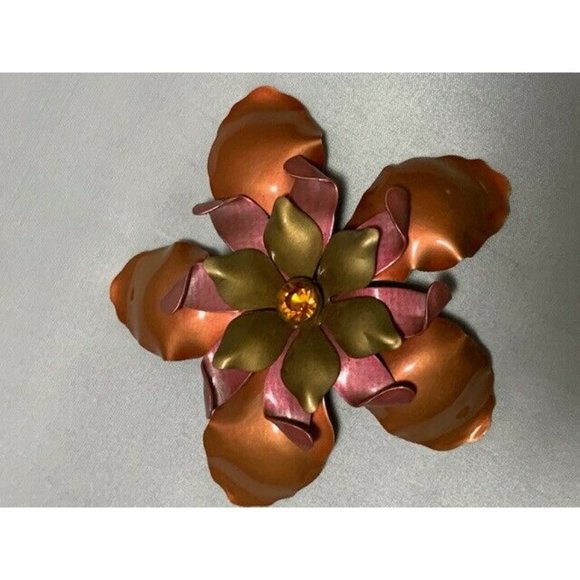 Lee Angel | Jewelry | Vintage Angel Lee Metal Flower Brooch With ...